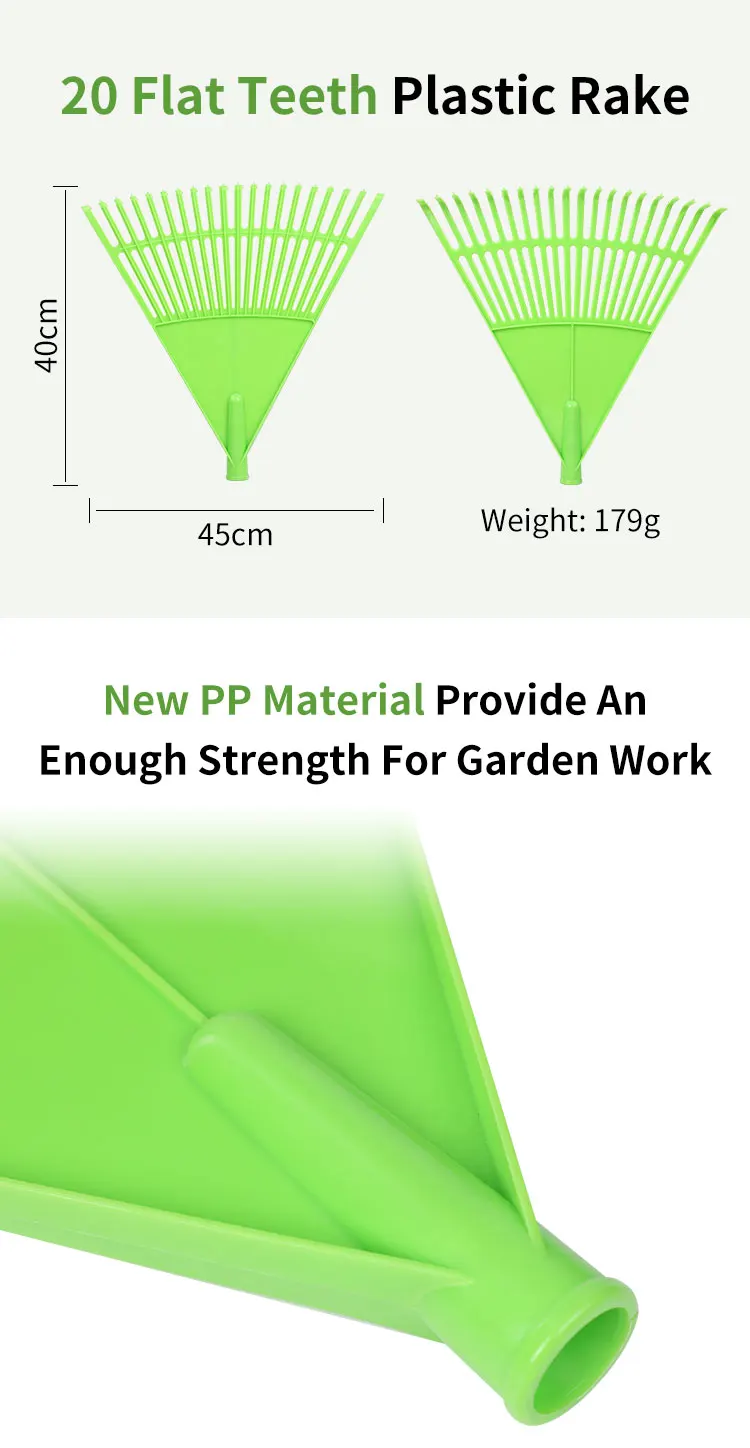 Multi Purpose Custom Garden Plastic Leaf Rake 20 Teeth Garden Hand Leaf ...