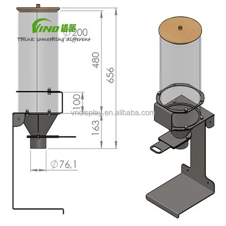 Personal Design Wood or Bamboo Dispenser for Dry Food