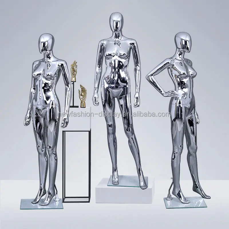Chrome Gold Full-Body Mannequins - Perfect for Window Display