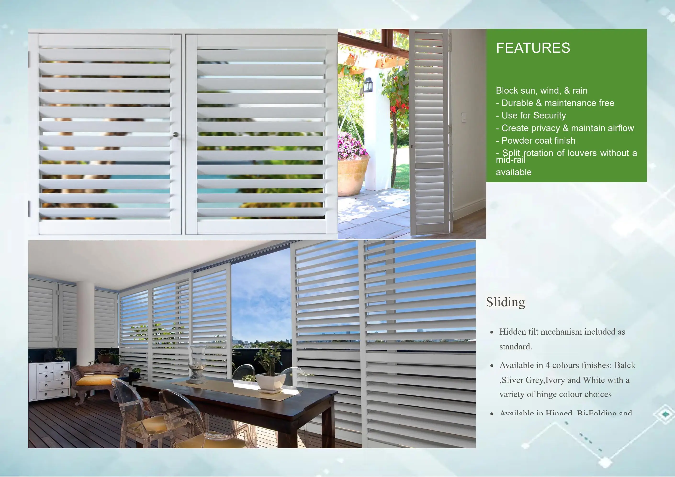 Aluminum Plantation Shutter Aluminum Louver Bi-fold and Sliding Window ...