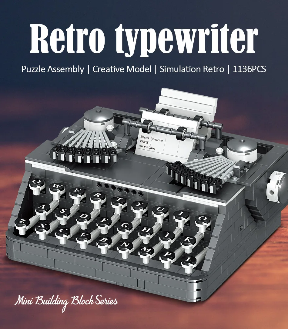 Retro Typewriter Radio Model Atomic Blocks Building Block Set Diy Small ...