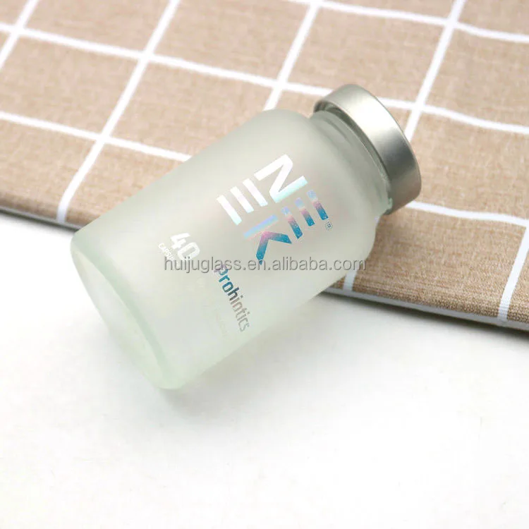 Wide Mouth Frost Glass Capsule Bottle Frosted Glass Pill Bottle Jar For ...