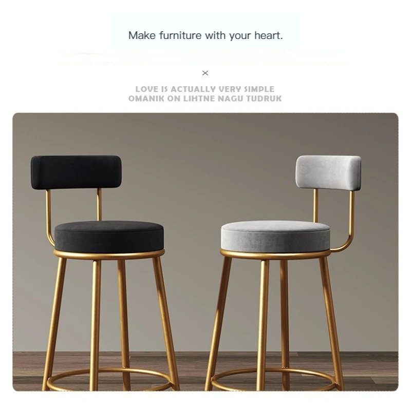 Luxury Modern Minimalist Design bar Stool High Chair Metal Frame Chair ...