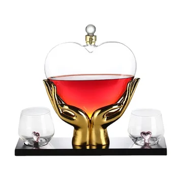 High Borosilicate Blown Whiskey Decanter Heart-shaped Red Wine Decanter ...