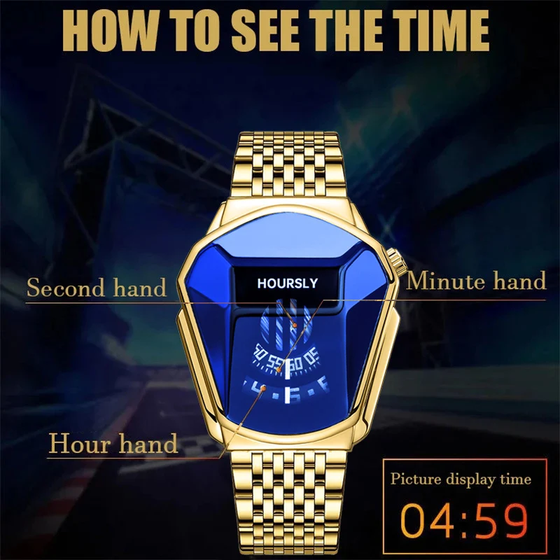 Stylish HOURSLY Punk Sports Car Quartz Watch - Luxury Stainless Steel ...