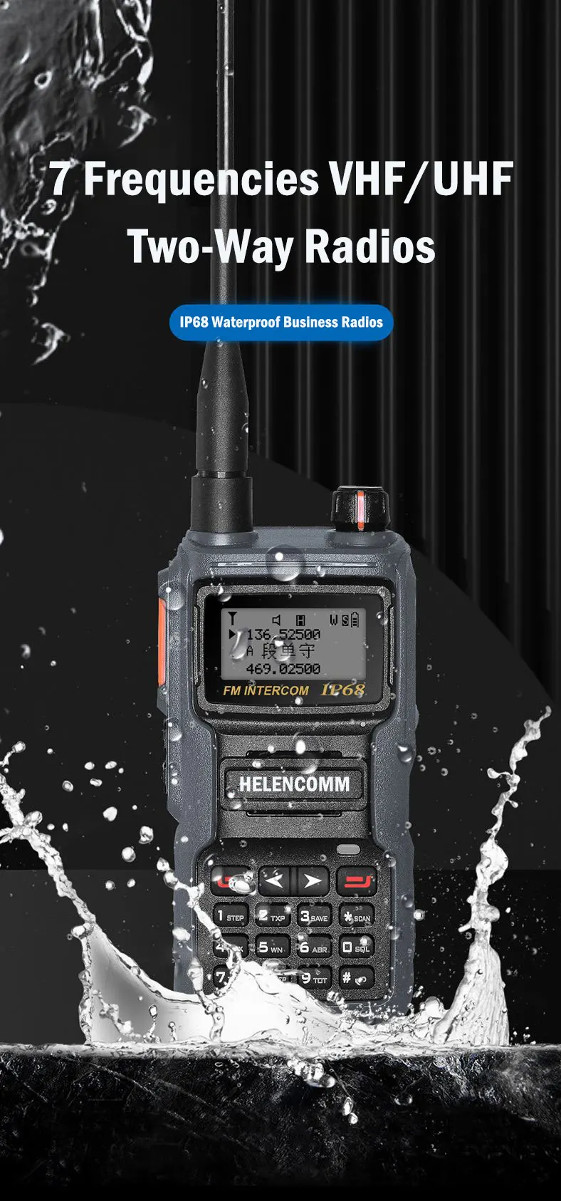 Multiple Frequencies Uhf Vhf Portable Walkie Talkie Ip68 Waterproof 5w ...