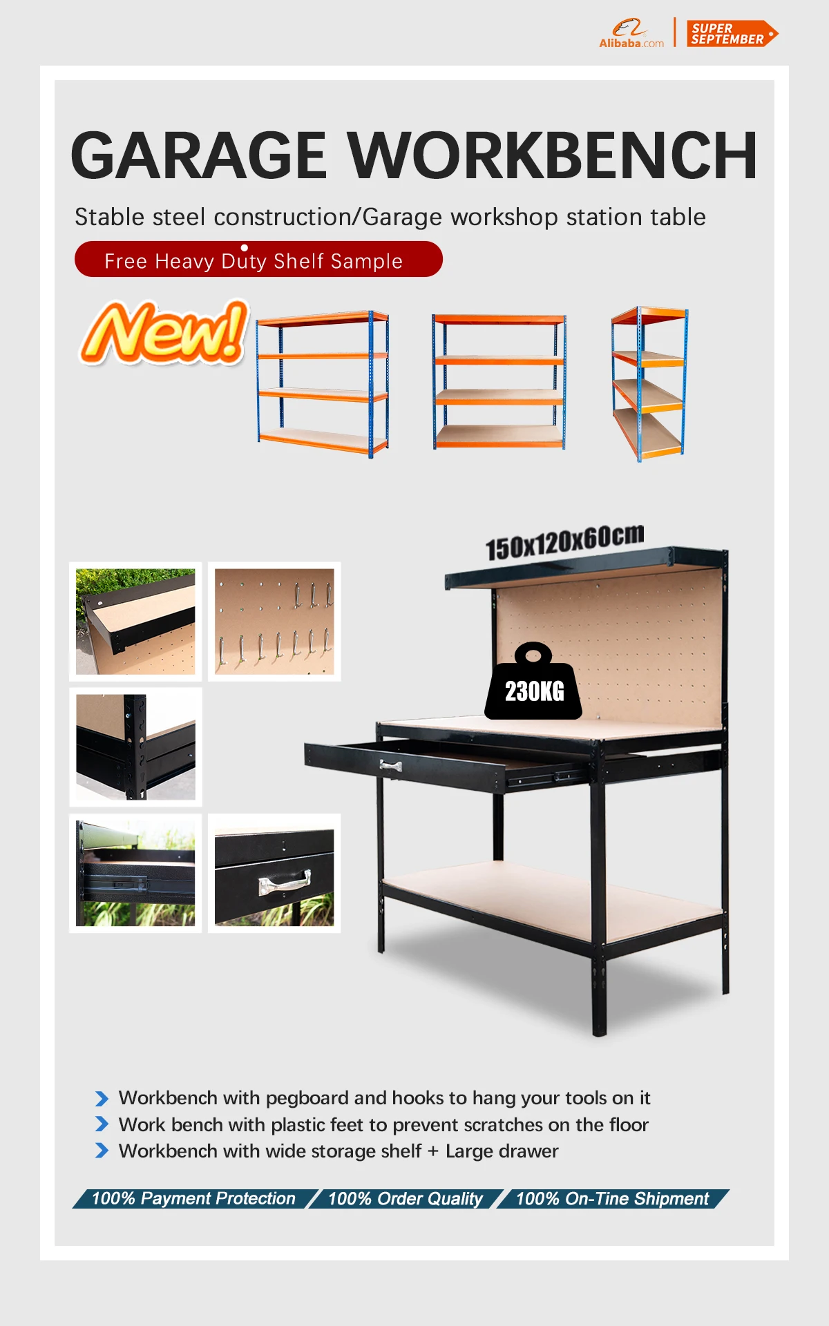 Metal Workbench - Durable Steel Frame with Tool Drawers