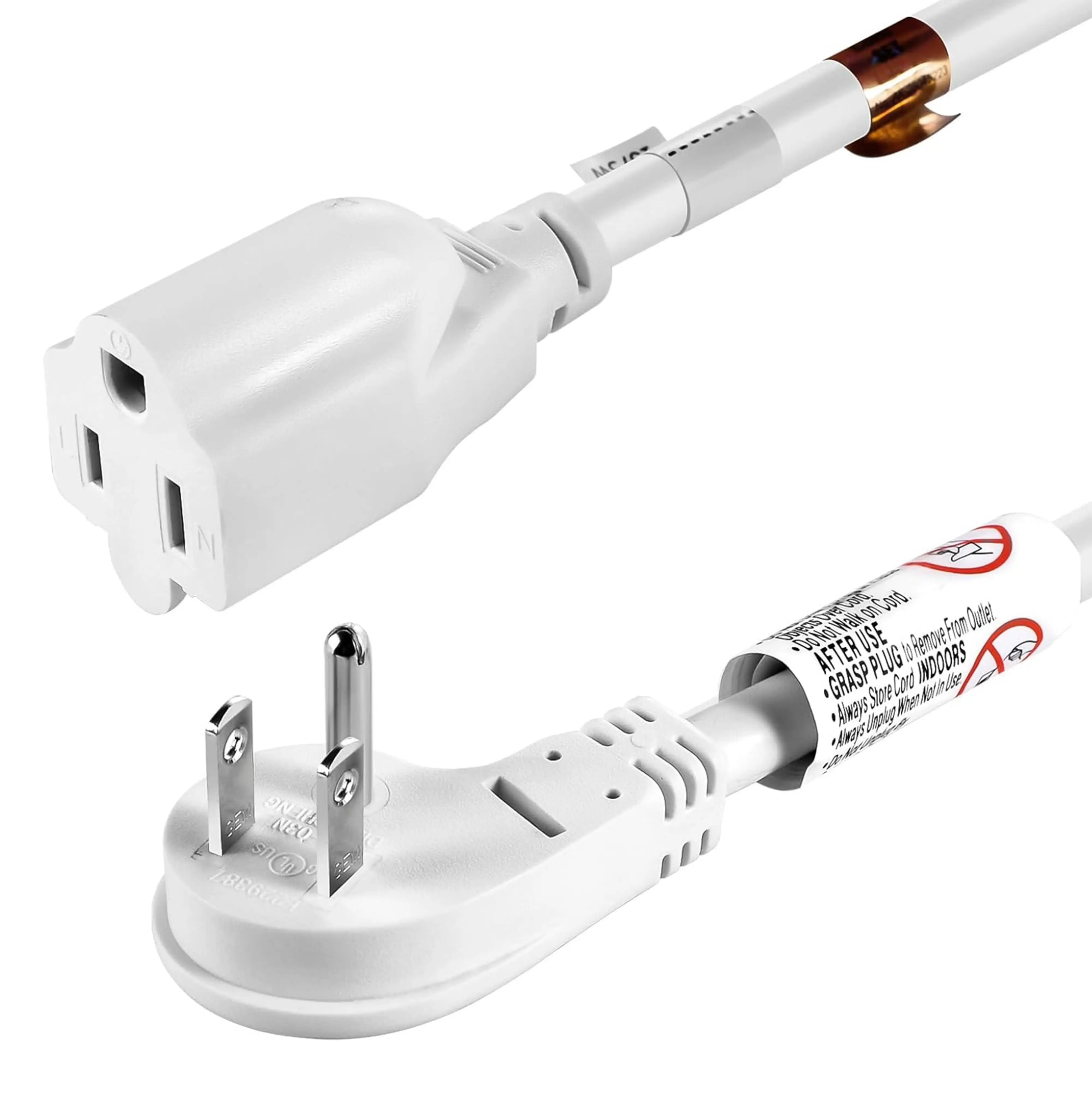1FT Short Extension Cord Indoor, 15A Low Profile Flat Plug Heavy Duty ...