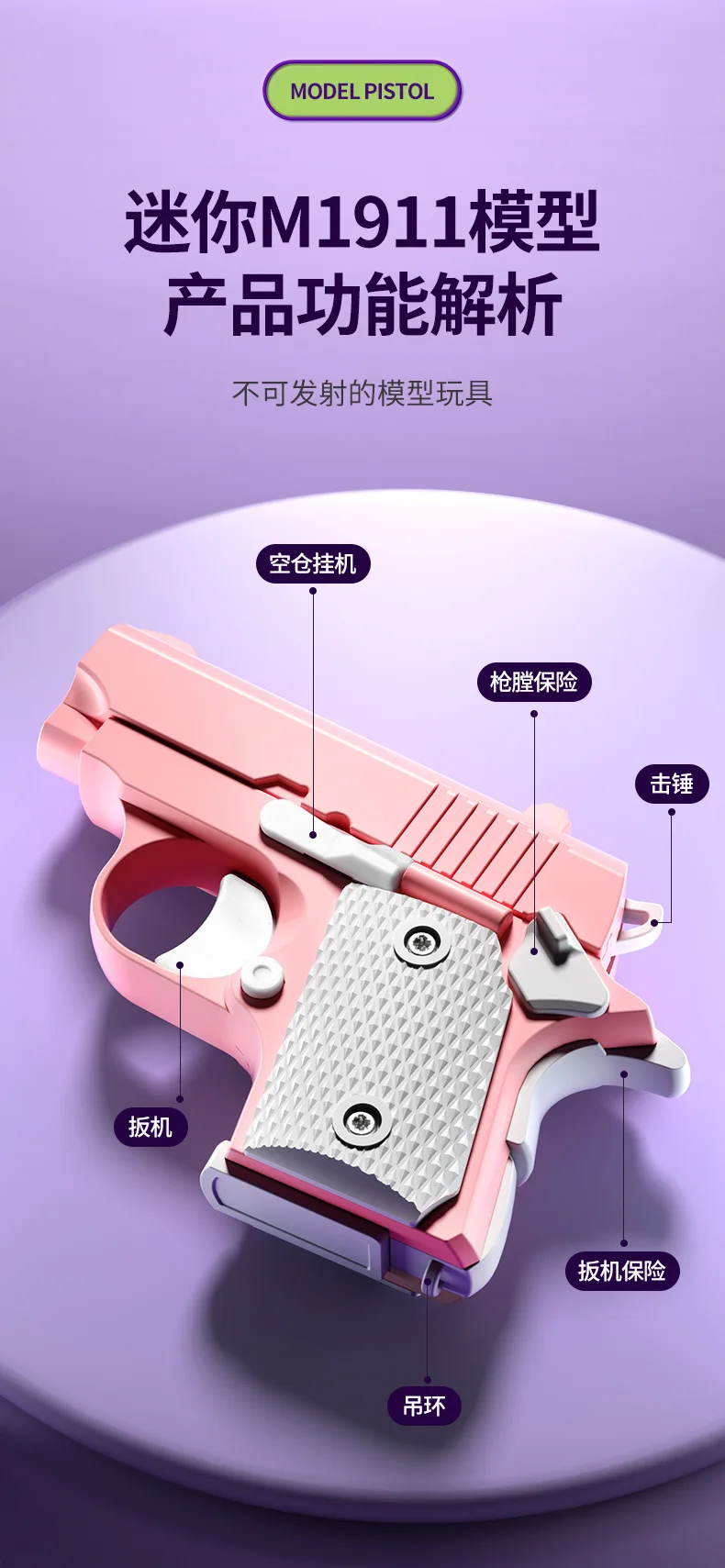 Gravity Mini M1911 Gun Toy Pistol 3d Printed Gun Luminous Mini Fidget ...