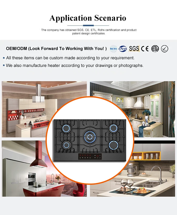 5 Burners Cooktop Five Cooker Hob Commercial Kitchen Cook Heating Free ...