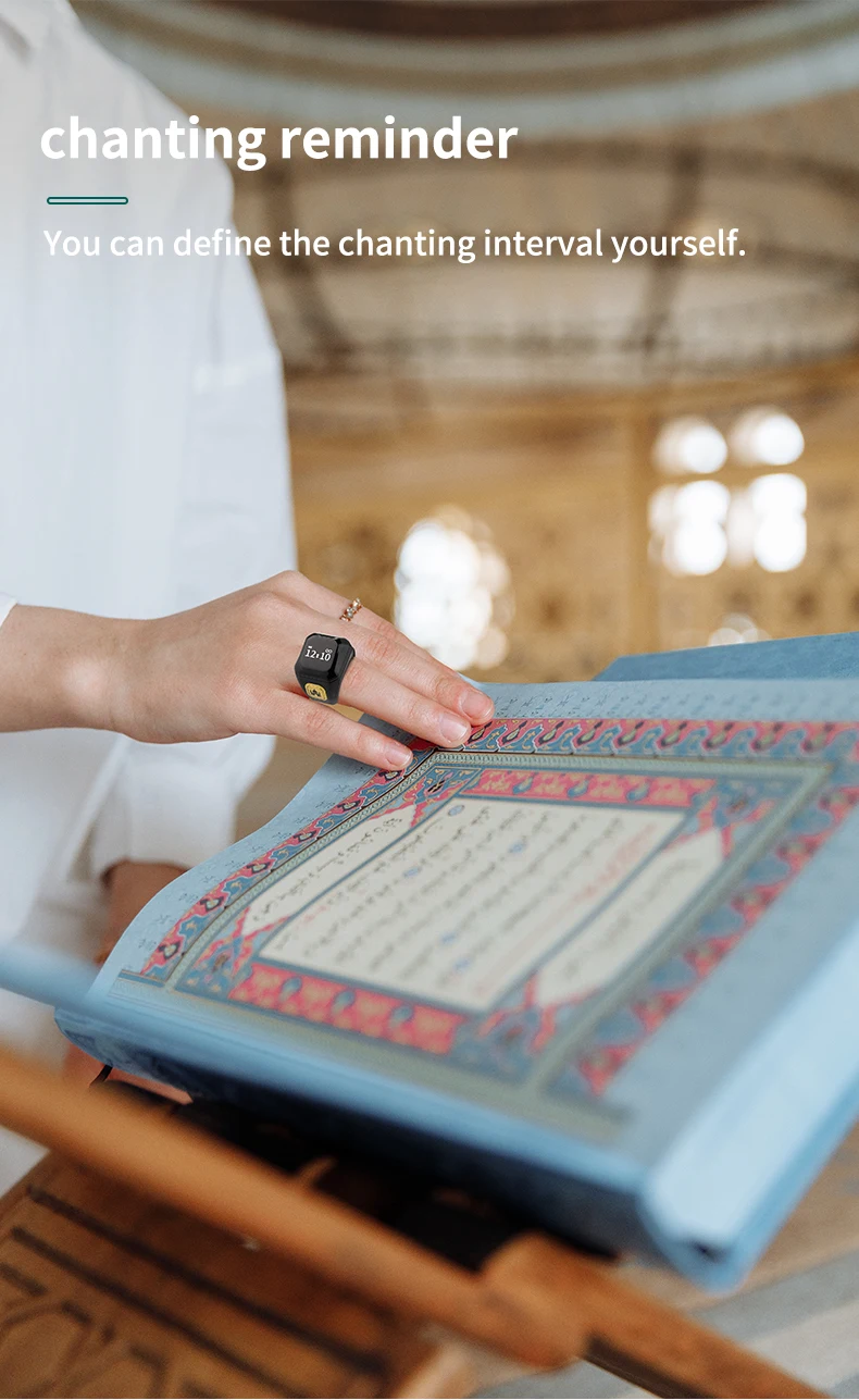 Wozefu Wearable Oled Display Prayer Counter Smart Ring Tasbih App ...