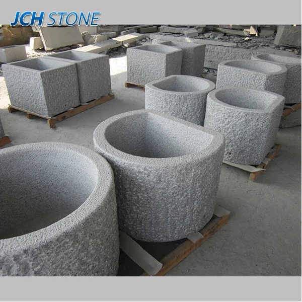 Wholesale Round Natural Stone Planters - Granite Flower Pots