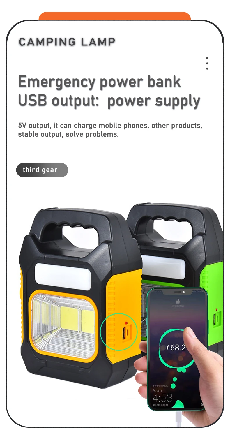 Outdoor Emergency Waterproof Flashlight Solar Rechargeable Led Camping ...