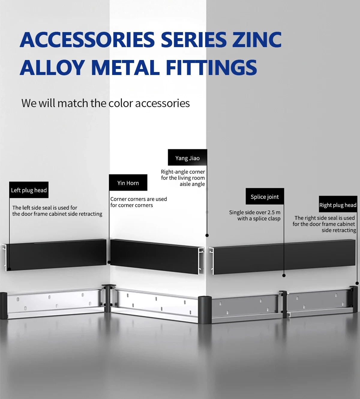 Shadow Gap Baseboard Skirting Profile Strip - 50mm Aluminum