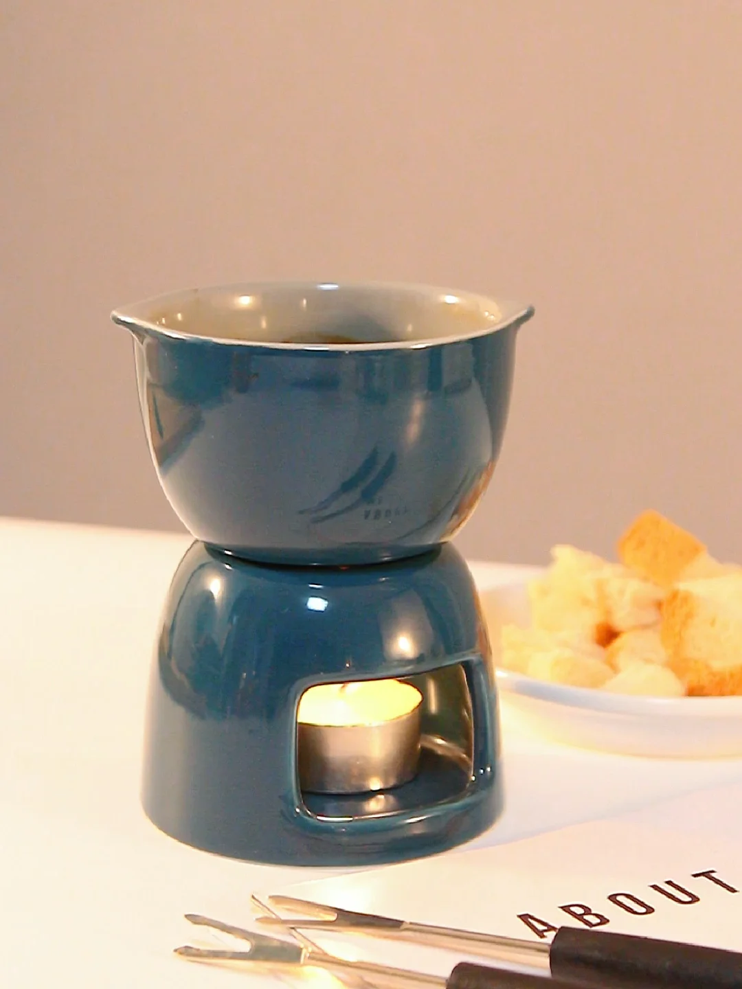 Porcelain Custom Tealight Melting Pot Cheese Chocolate Fondue Ceramic ...