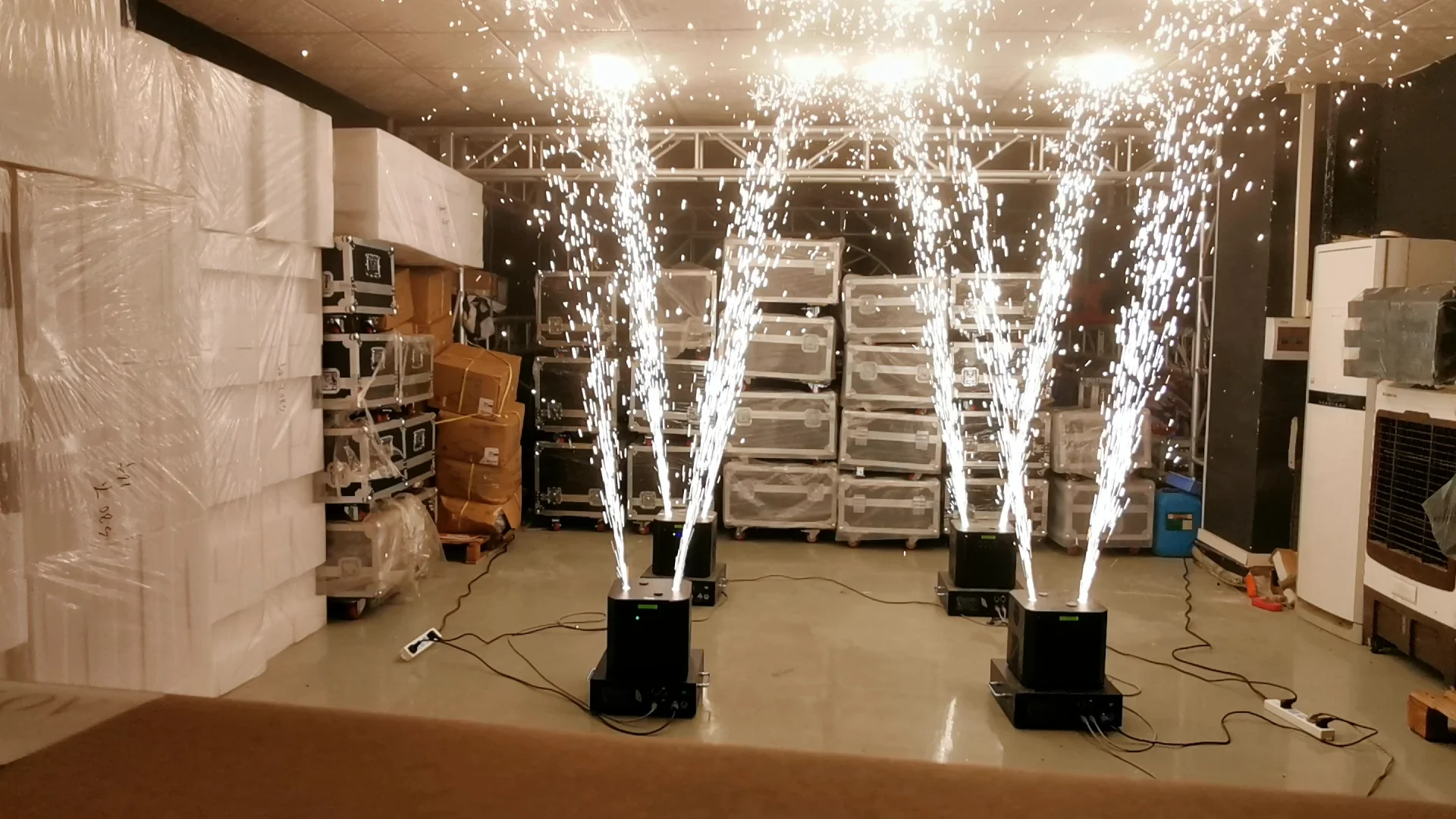 V-show Double Spray 1300w Firework Machine Moving Sparkle Spin Spark ...