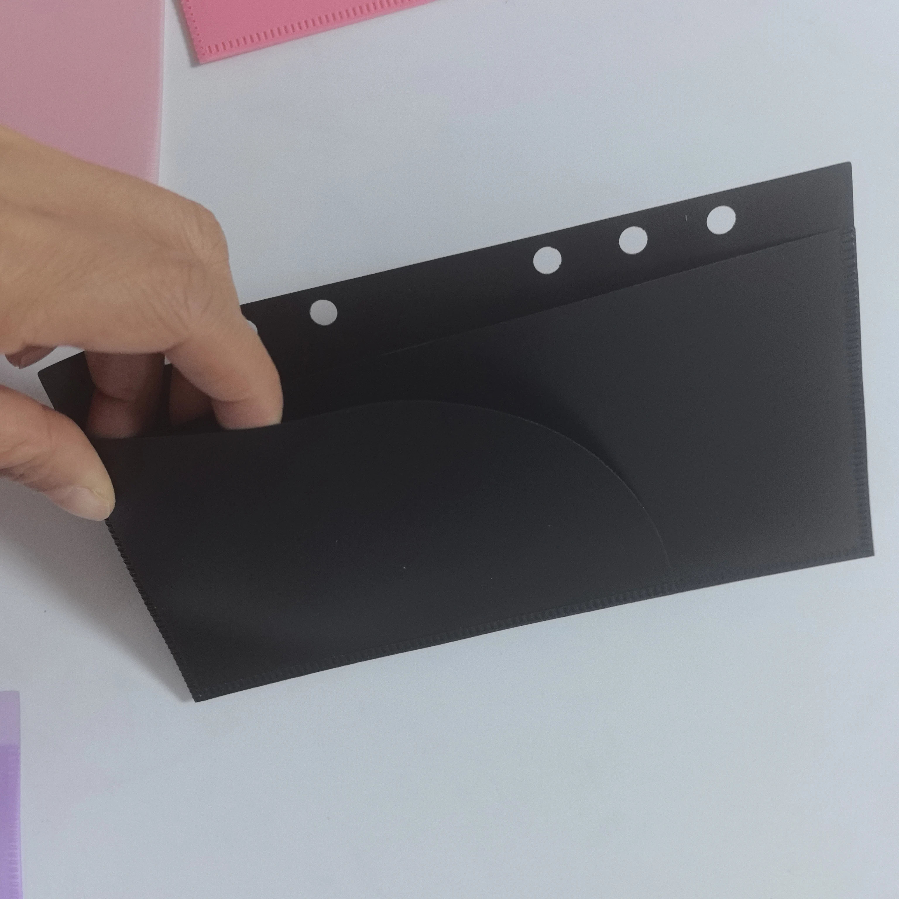 Loose Leaf Frosted Clear Custom Double Layer Cash Envelopes