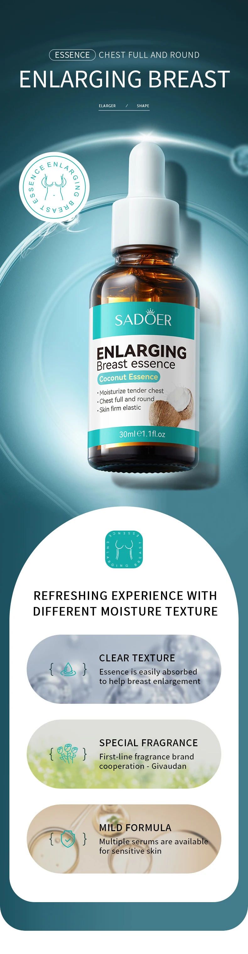 Private Label Coconut Breast Firming Serum Bust Lift Smooth Tender ...