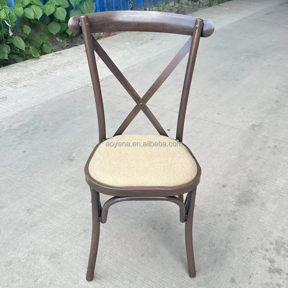 Hot Sales Cheap Price Wedding Event Wooden Grain Color Cross Back ...