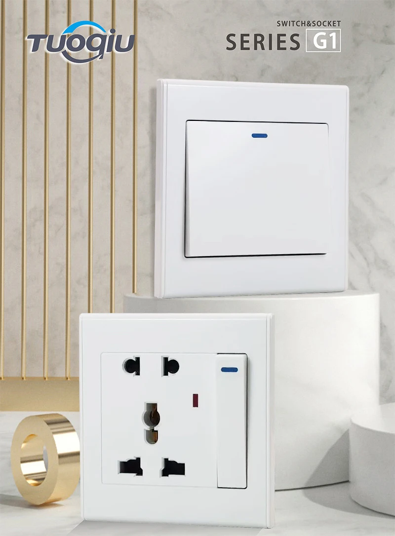 Push Button Wall Switch 2 Gang 2 Way 10a Pc Panel Electrical Light ...