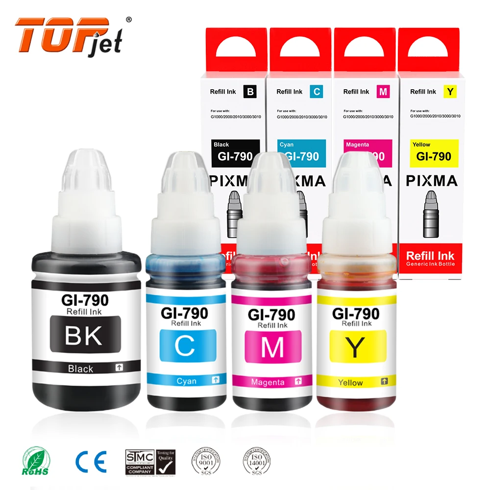 Topjet Compatible Gi790 Gi 790 Gi-790 Color Bottle Water Based Refill Tinta Ink For Canon Pixma ...
