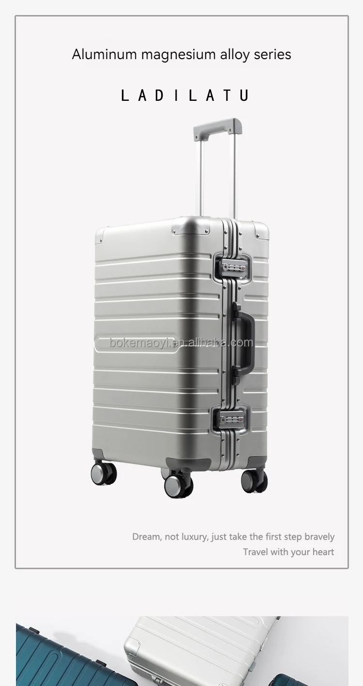 2024 Boke Custom All Aluminum Magnesium Alloy Luggage Large Capacity Aluminum Frame Pure Metal ...