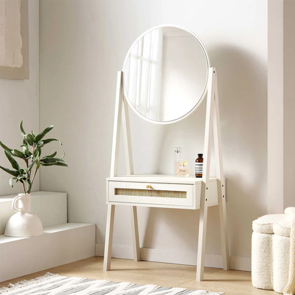 Ladies Girls White Simple Dressing Table With Mirror And Drawers - Buy ...