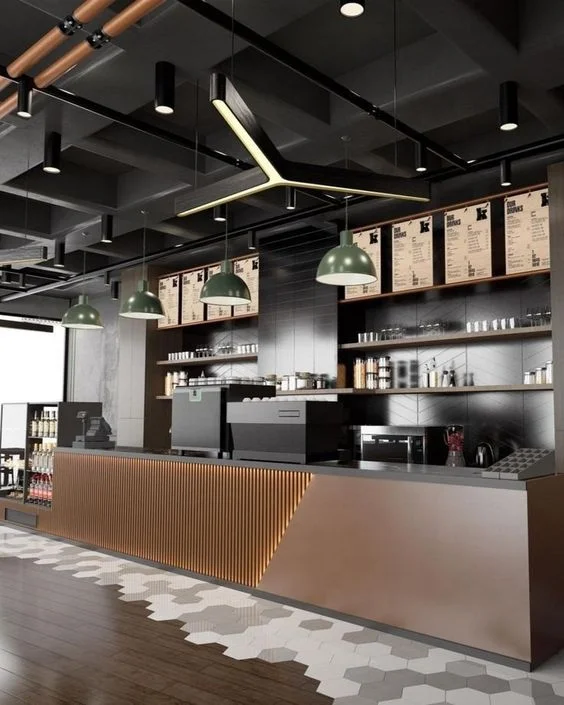 Brutalist Modern Coffee Shop Counter - Customizable Display