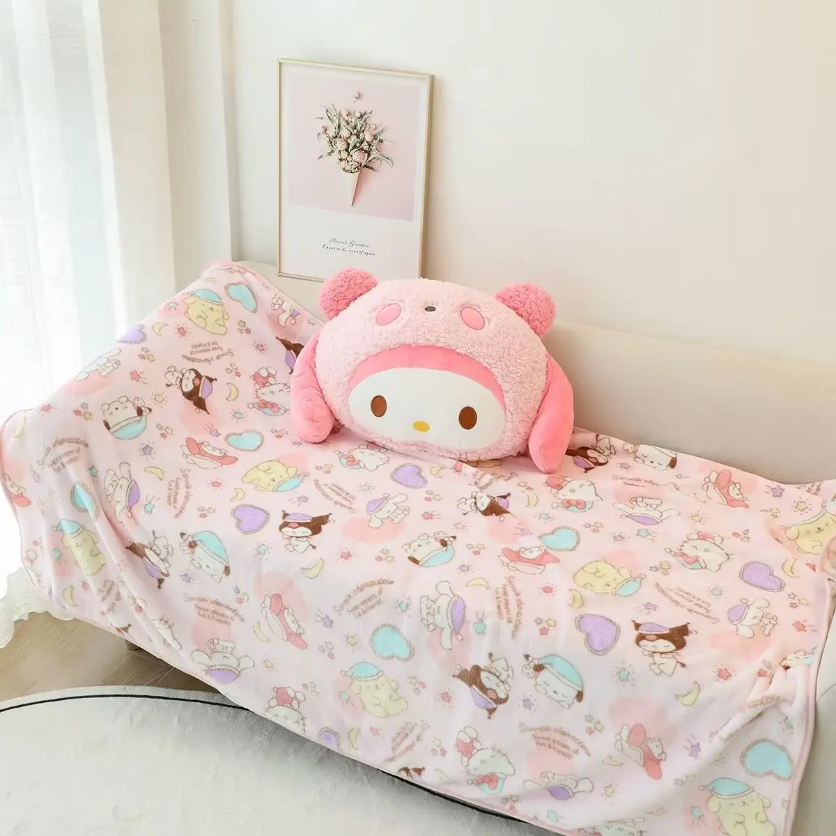 XUX Cute Cartoon Pacha Kuromi Plush Pillow Cushion Blanket 2-in-1 Car ...