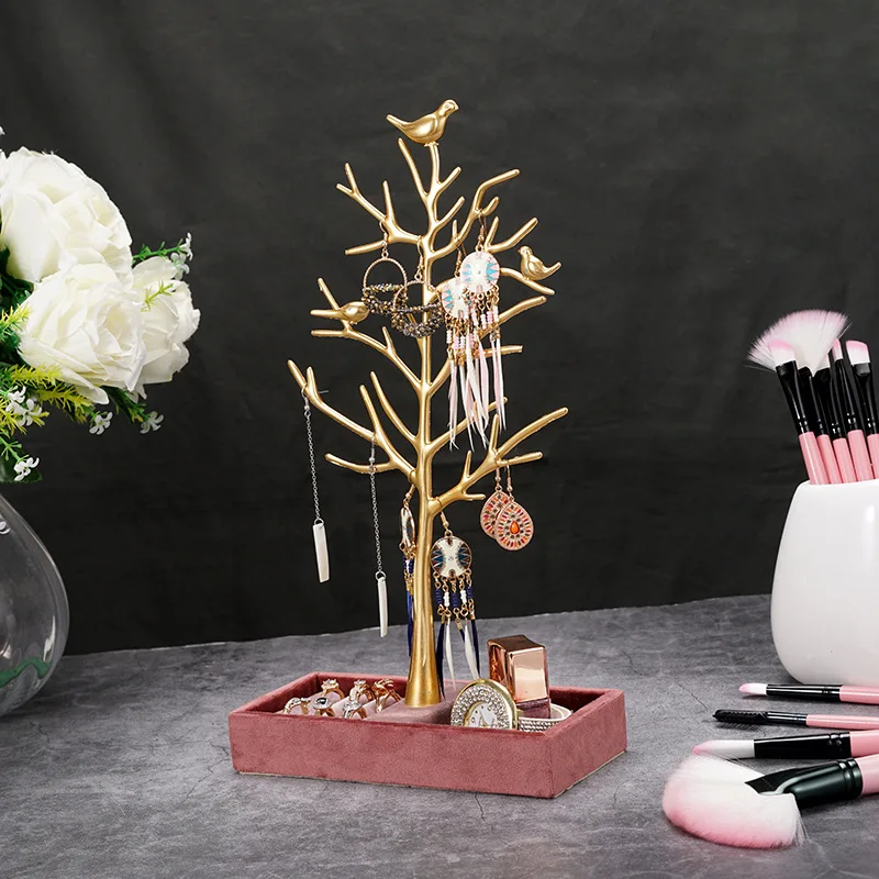 Gold Tree Shape Jewelry Stand Multi-functional Ins Style Modern Design ...