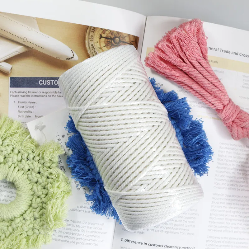 Macrame Yarn 4mm Macrame Twist Cord Cotton String Makramee Rope - Buy ...
