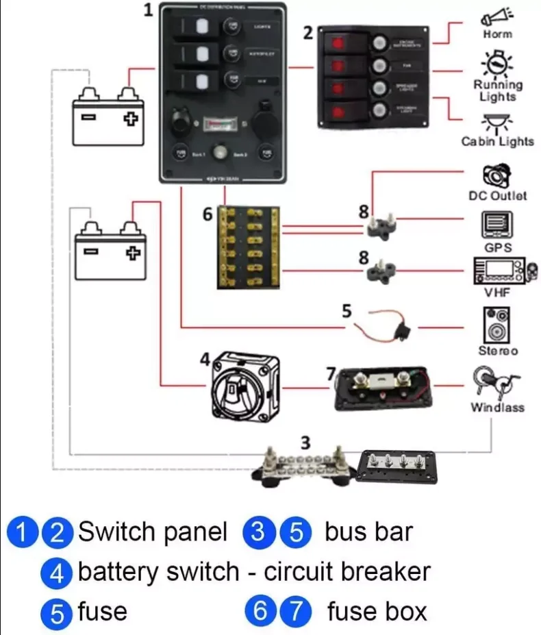 2 Way Heavy Duty M8 Dual Battery Bus Bar 80a 48vdc Power Stud Junction ...