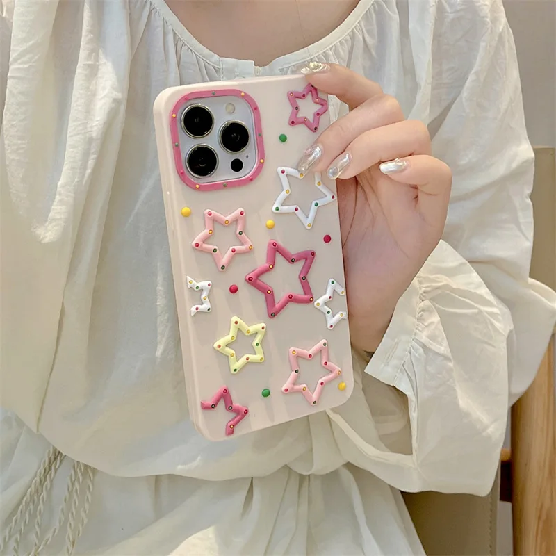 Beautiful Color Point 3d Style Stars Decorative Silicone Mobile Phone ...