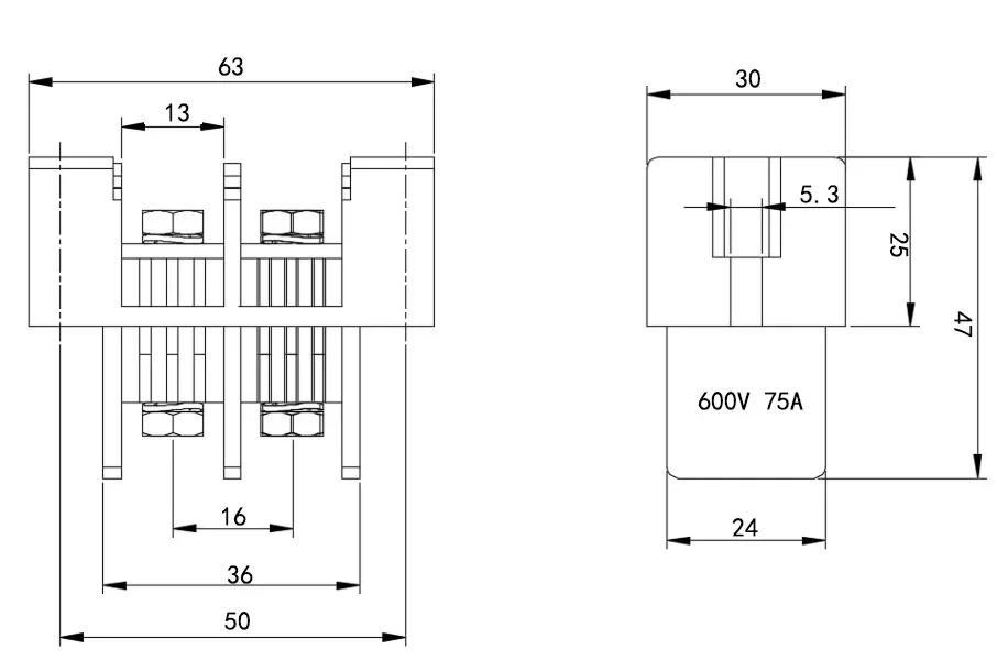 1p~10p Through Wall Terminal Block High Current 30a 50a 75a 100a 180a ...