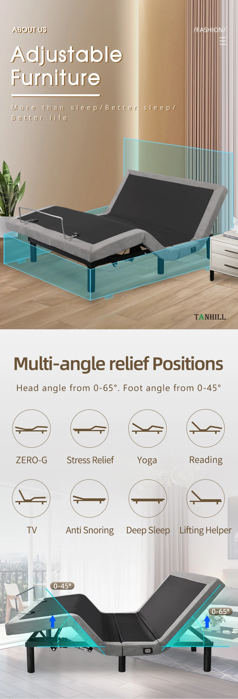 Modern Electric Adjustable Bed In Hot Sale Superior Design With Metal ...