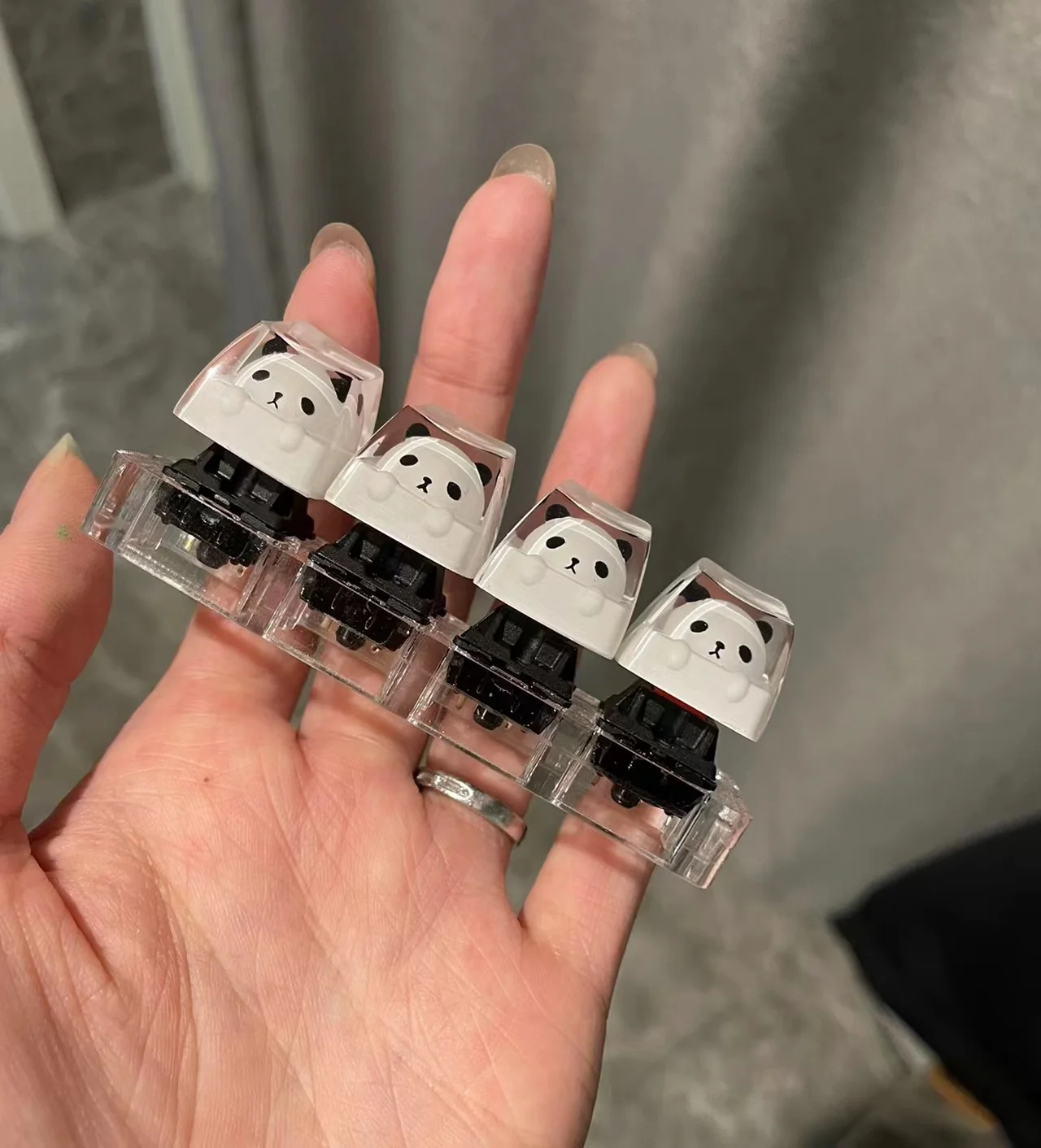 Cute Panda Theme Design High Quality Handmade Resin Artisan Keycap ...