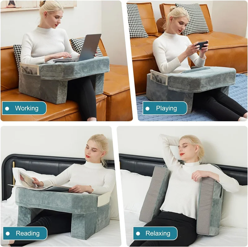 Extra Large Arm Rest Memory Foam Bed Rest Pillow for Reading