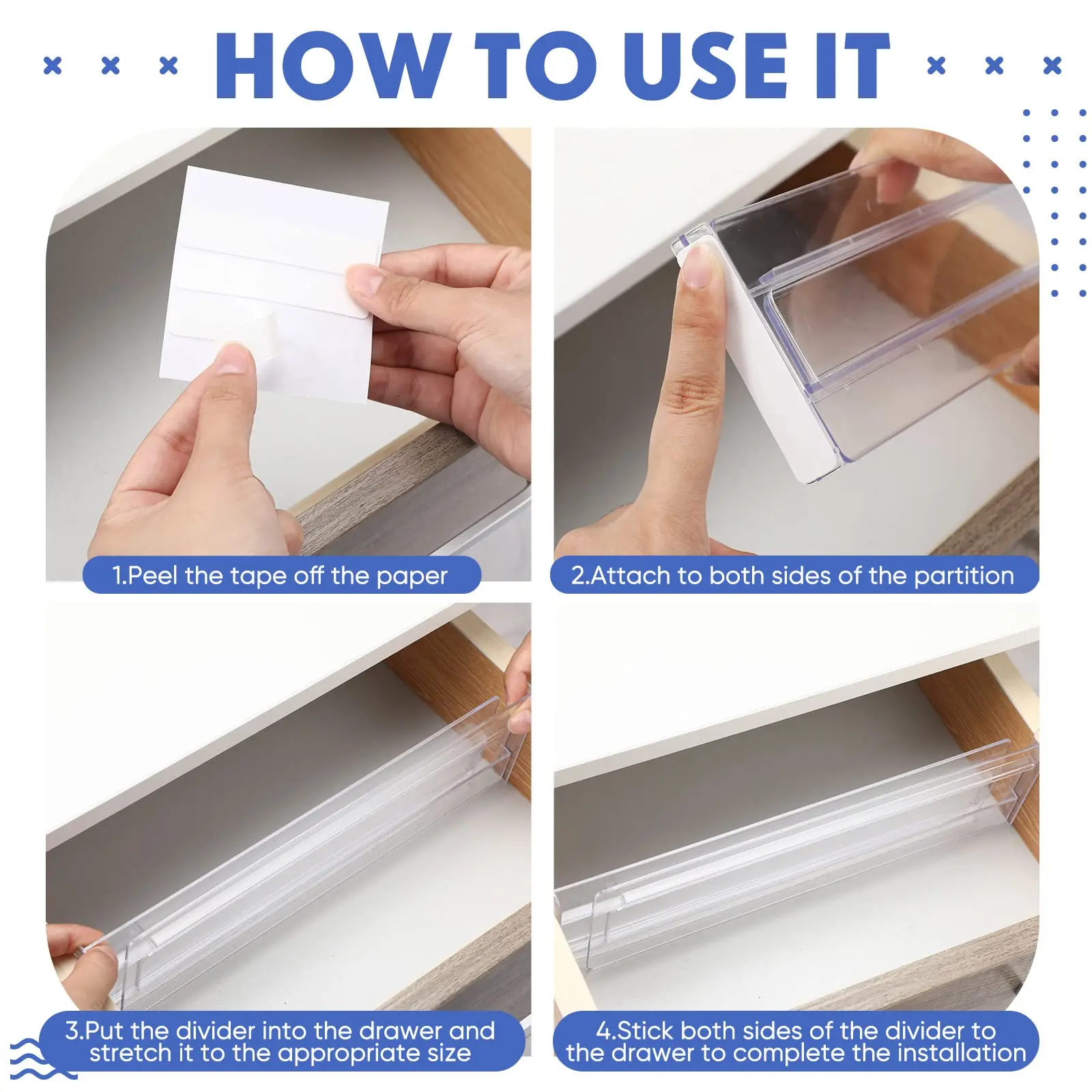 Home Clear Plastic Drawer Dividers - Adjustable & Transparent