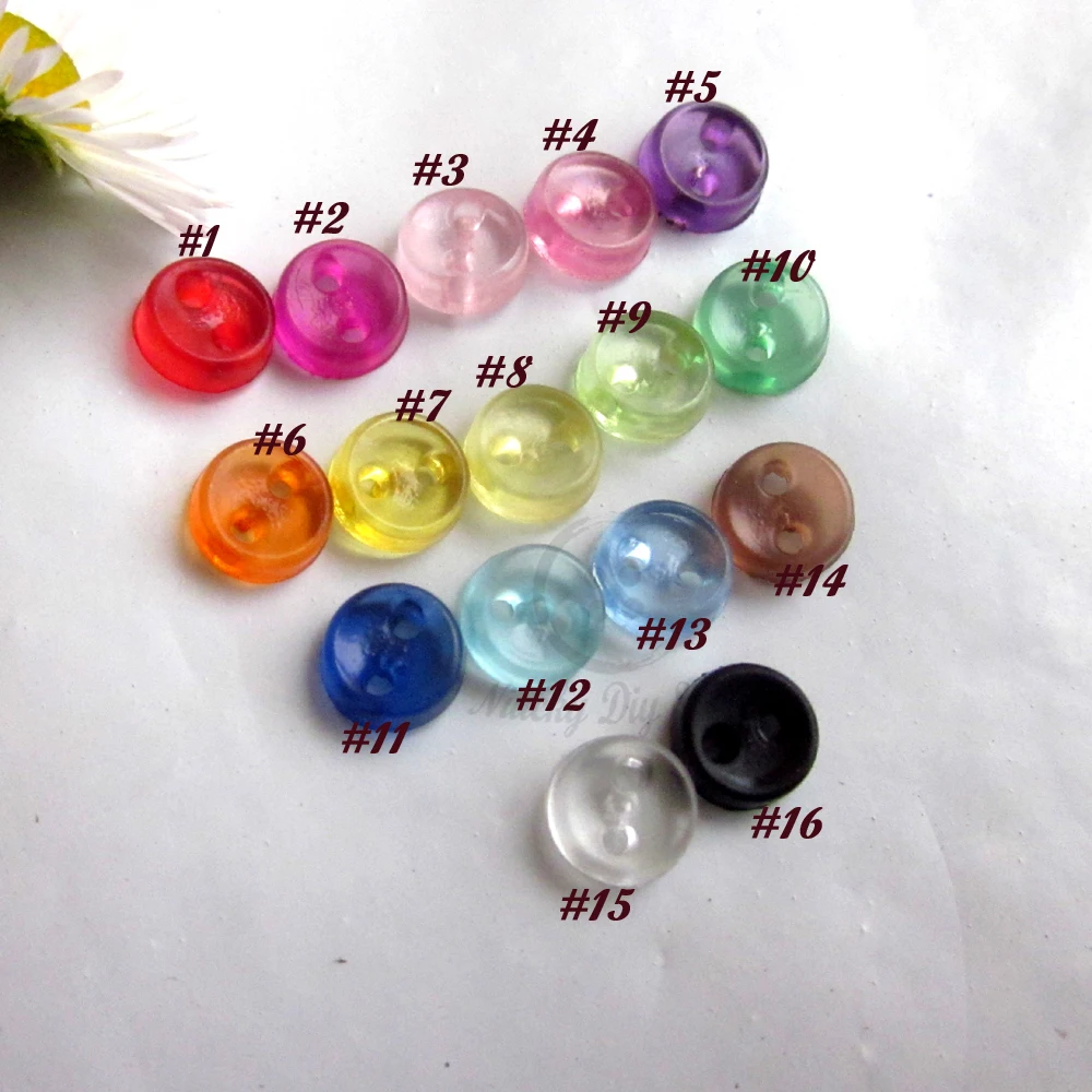 200pcs 2 Holes 5mm Colorful Transparent Bowl Small Doll Buttons for DIY ...