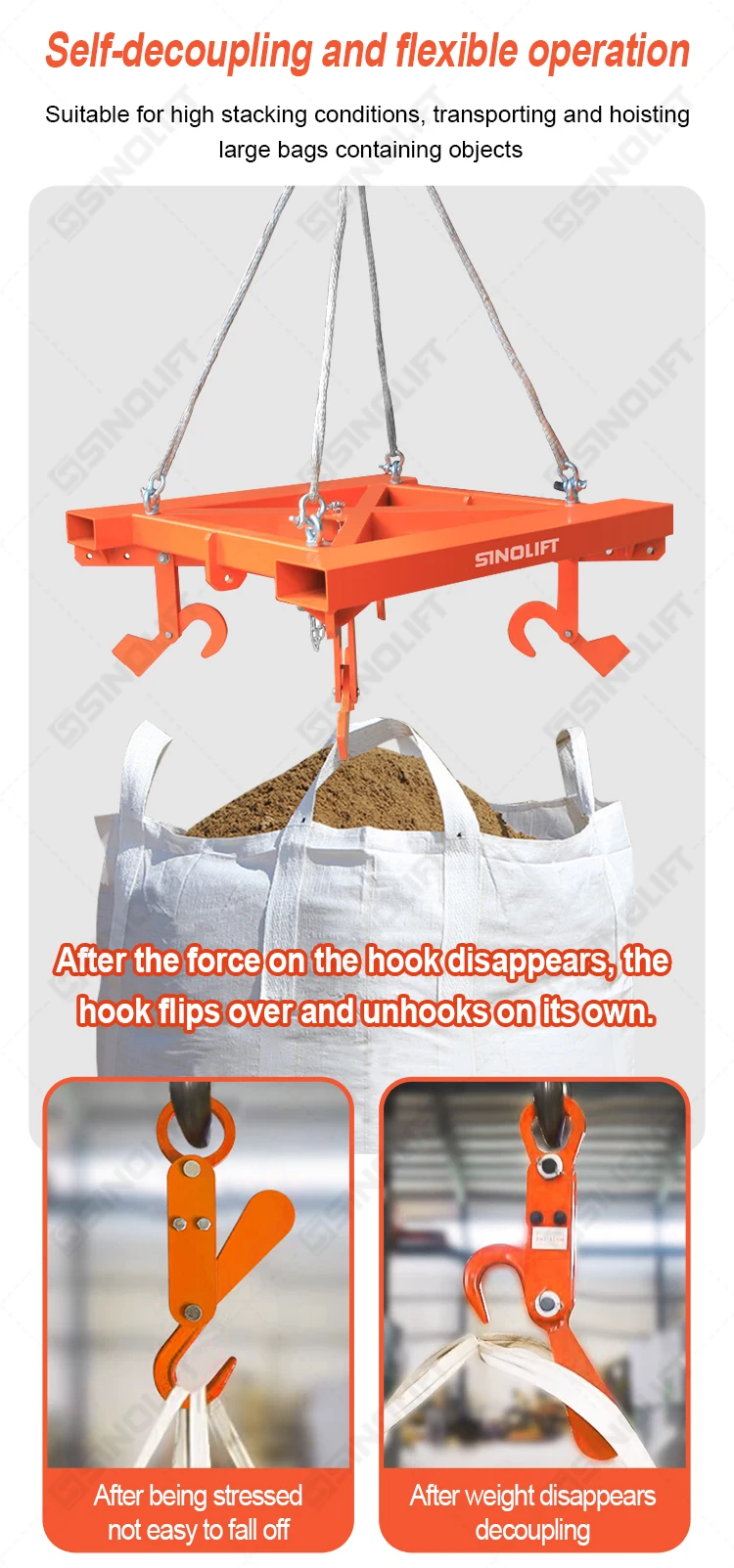 2000kg TD2000 Bulk Bag Lifter Forklift Attachment Ton Bag Lifter ...