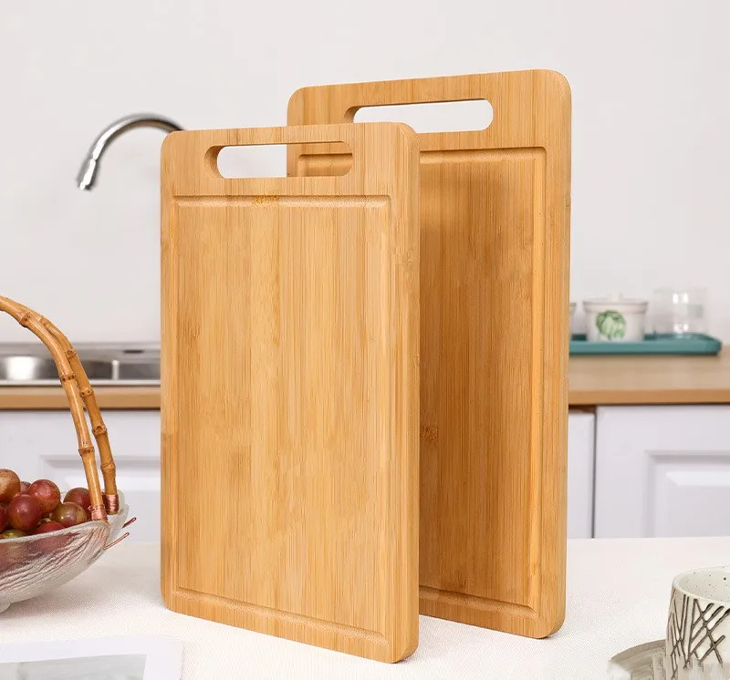 Kitchen Bamboo Cutting Board Chopping Board Set With Deep Juice Groove ...