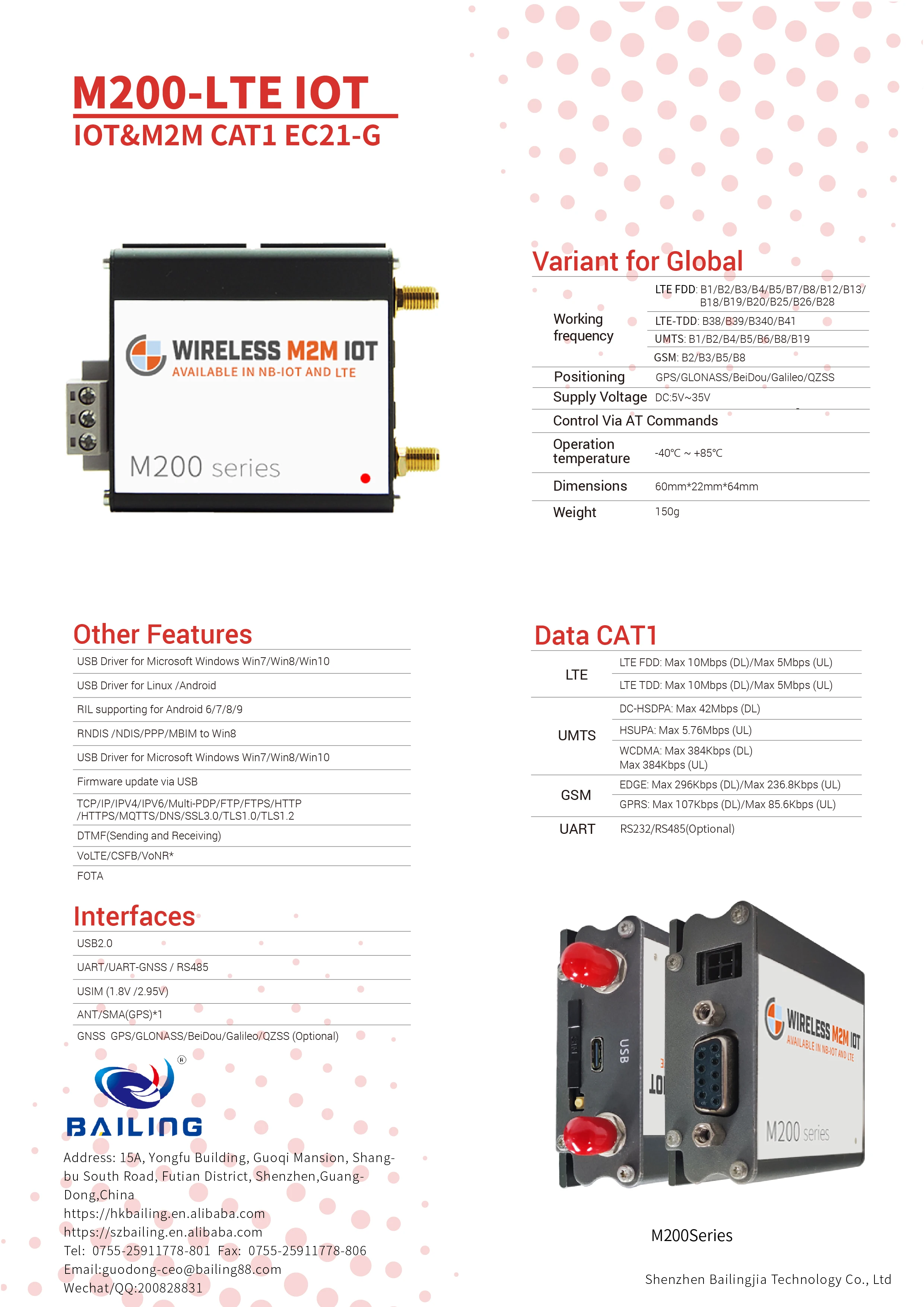 Rs485 Or Rs232 4g Lte Cat4 Industrial Wireless Modem M2m Quectel Ec21 ...