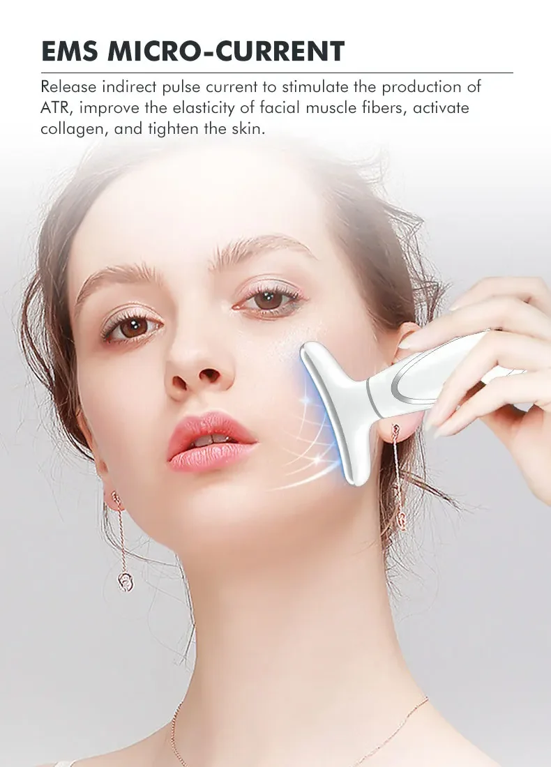 6 Modes Cold Compress LED Light Therapy Face and Neck Massager EMS ...