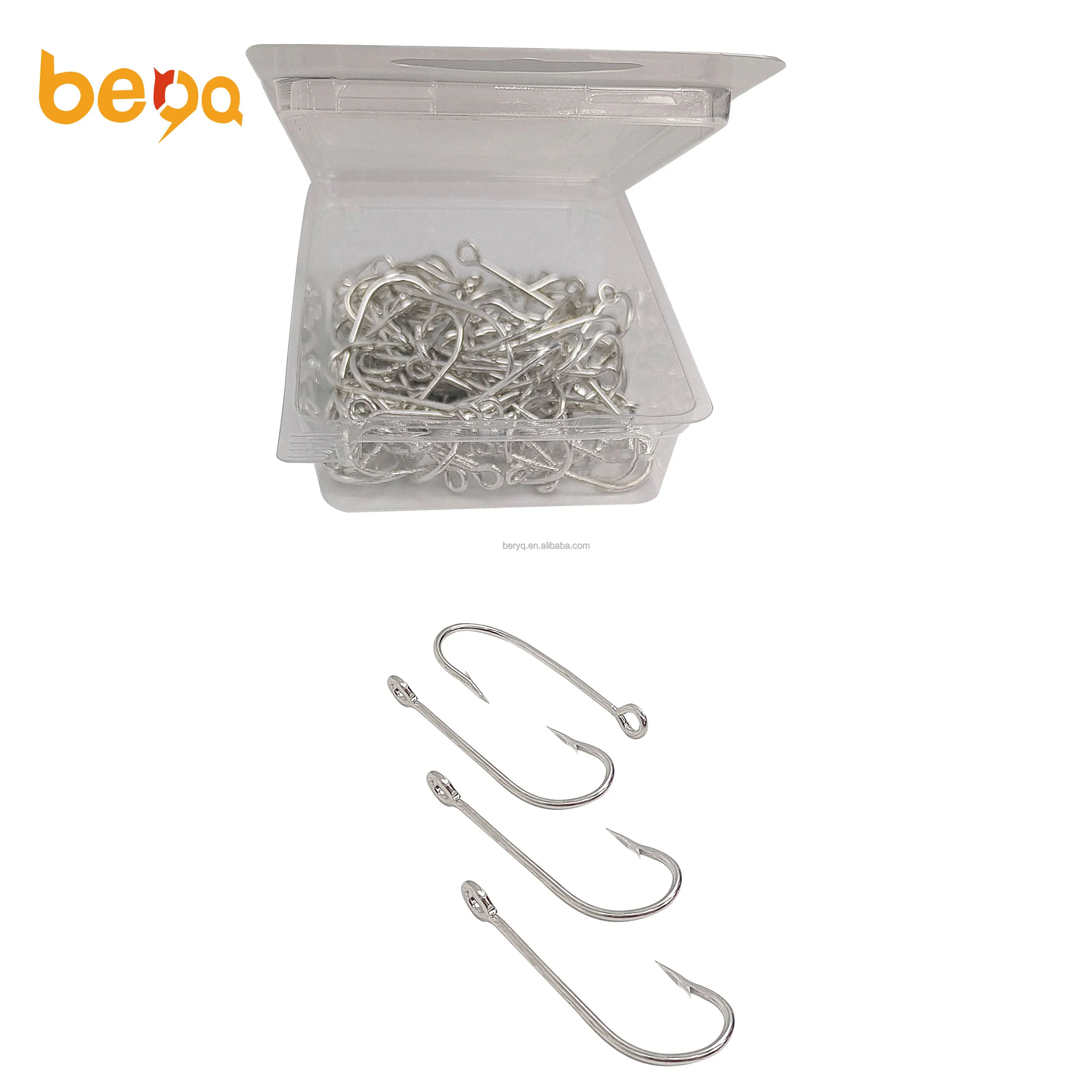 2330 10# Straight Handle Hook with Loop - Large Eye Hook with Barb