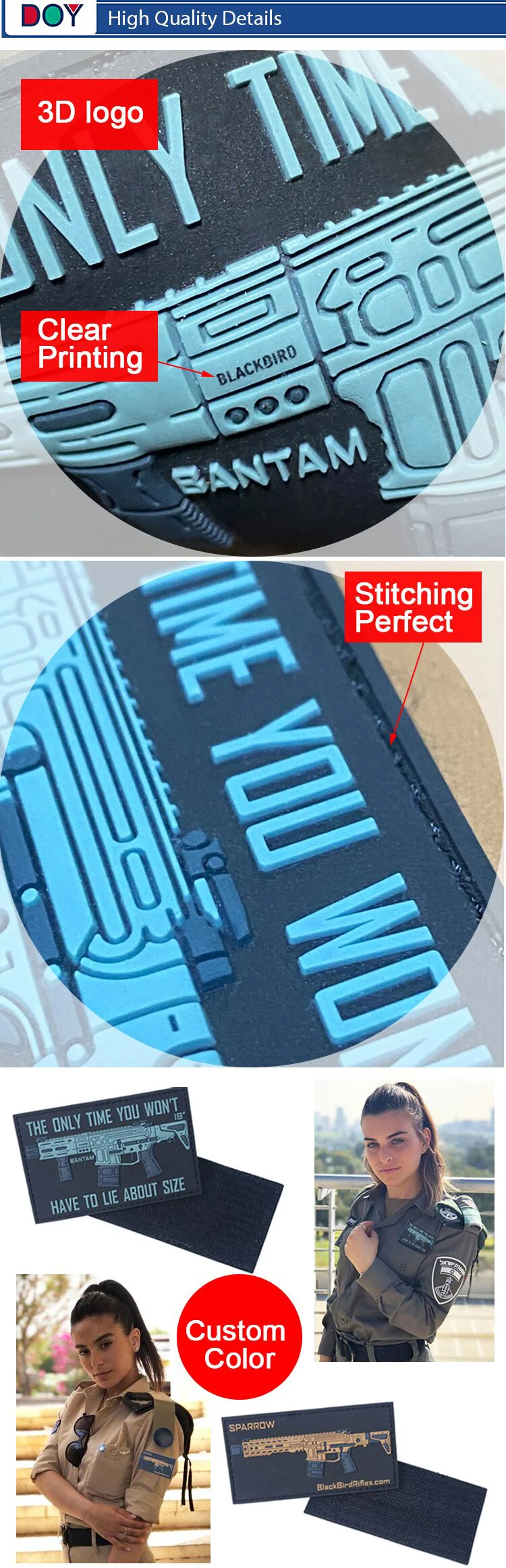 Custom Brand Name Logo Soft PVC Rubber Patches for Uniforms