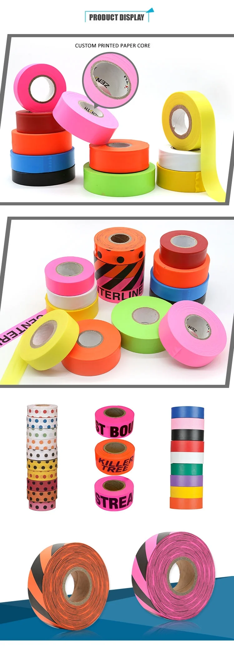 Pvc Fluorescent Non-adhesive Survey Flagging Tape - Buy Flagging Tape ...