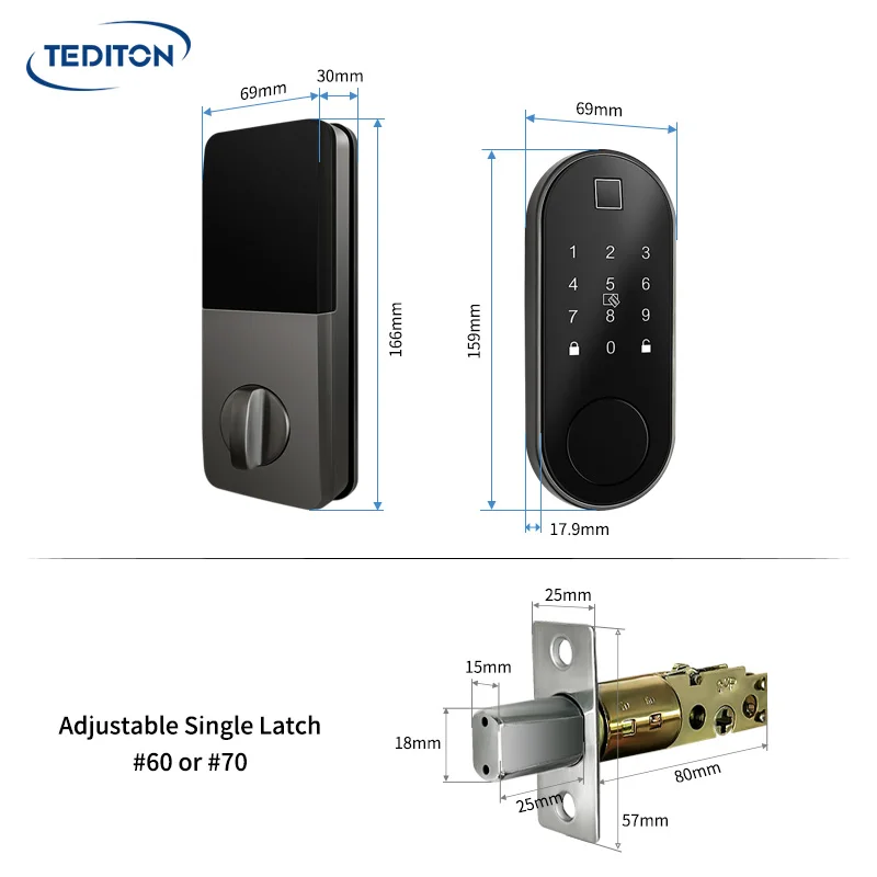 2024 High Security Waterproof Bedroom Door Ttlock Deadbolt Front Card ...