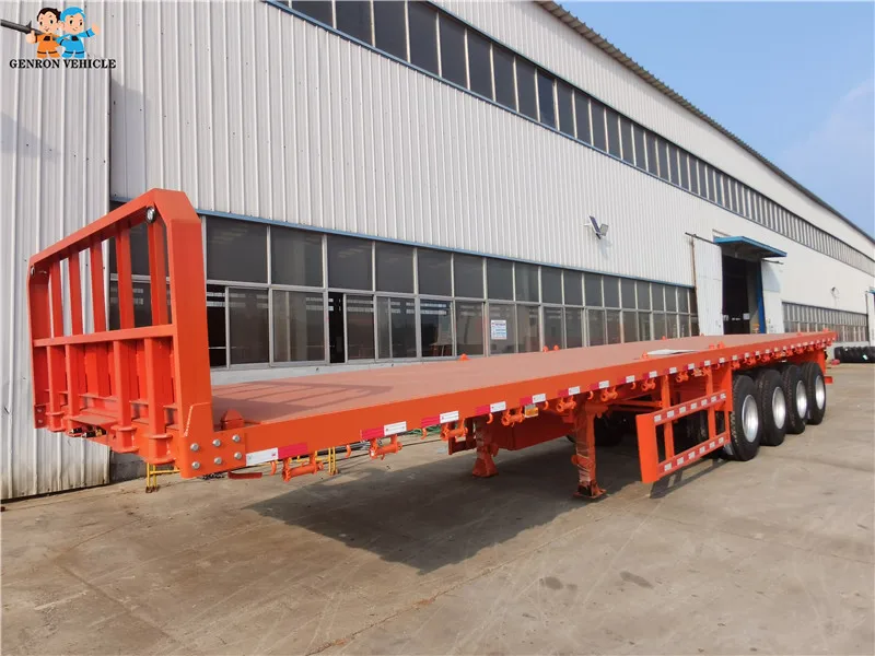 4 Axles 40ft Container Trailer 60t Flatbed Bulk Cargo Carry Trailer For ...