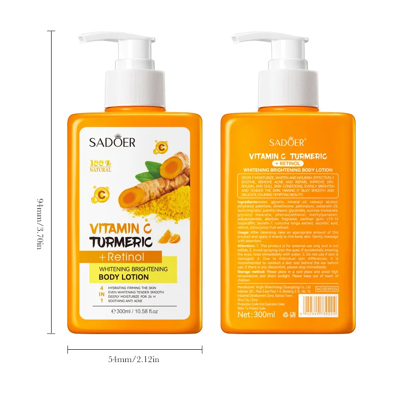 SADOER Vitamin C Turmeric&Retinol Whitening and Brightening Body Lotion ...