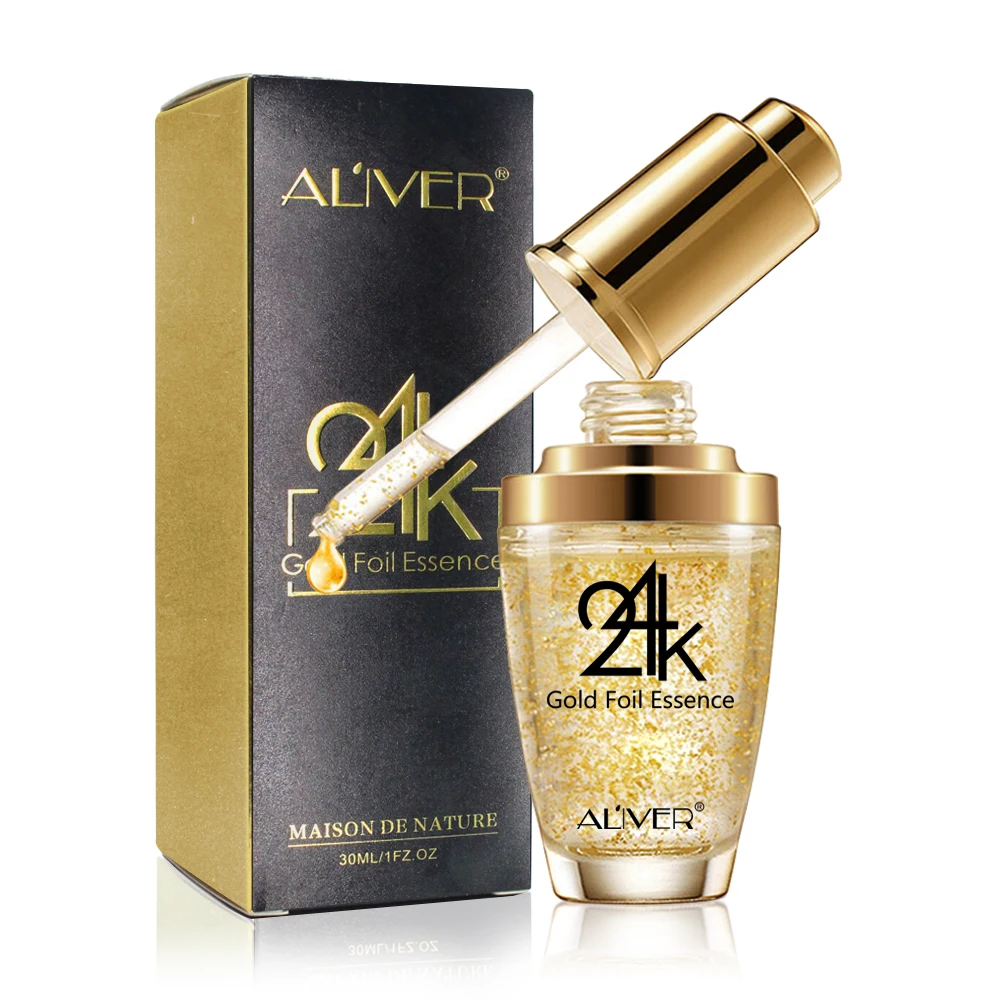 Aliver Private Label 24k Gold Serum Face Whitening Moisturizing Hyaluronic Acid Vitamin C ...